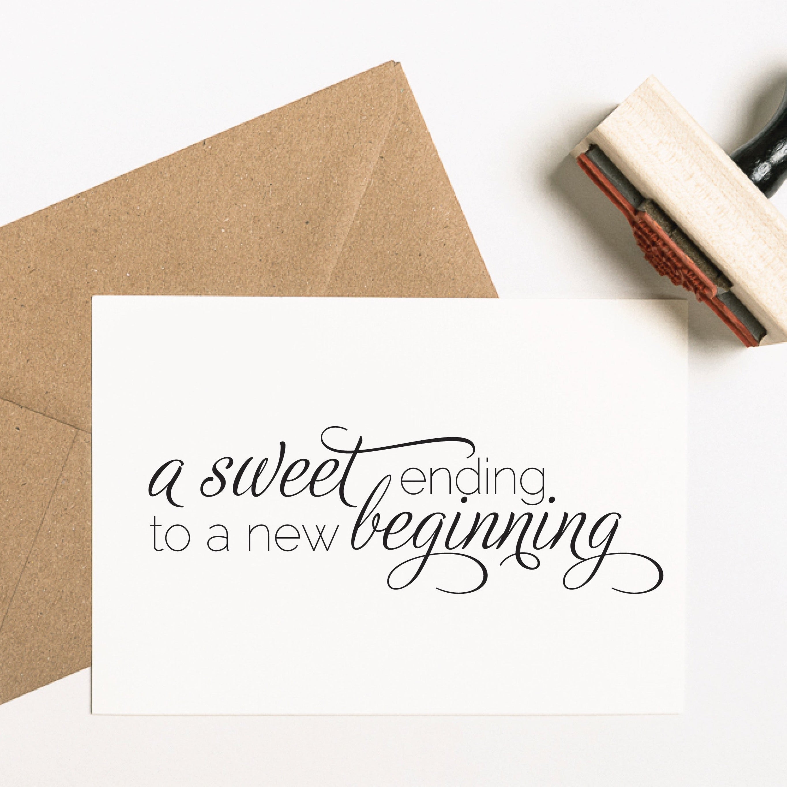 WEDDING FAVOUR RUBBER STAMP - A SWEET ENDING TO A NEW BEGINNING ...