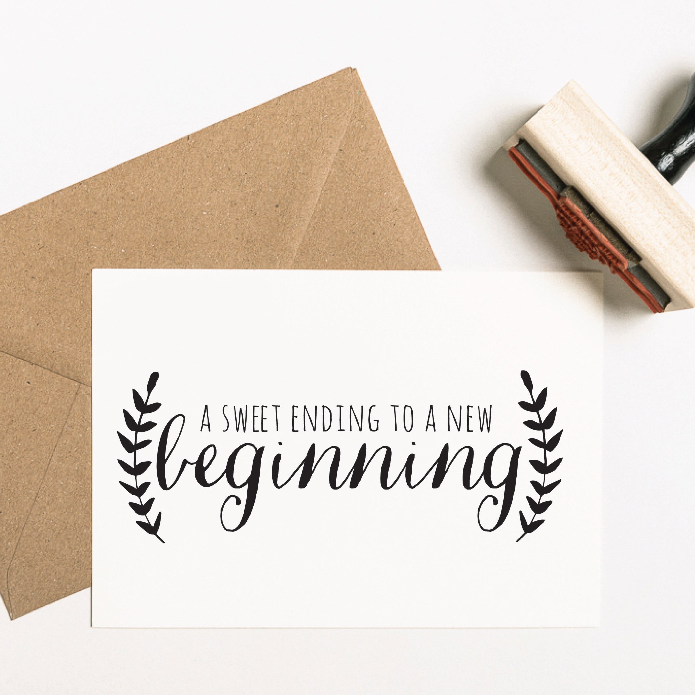 WEDDING FAVOUR RUBBER STAMP - A SWEET ENDING TO A NEW BEGINNING LAUREL ...