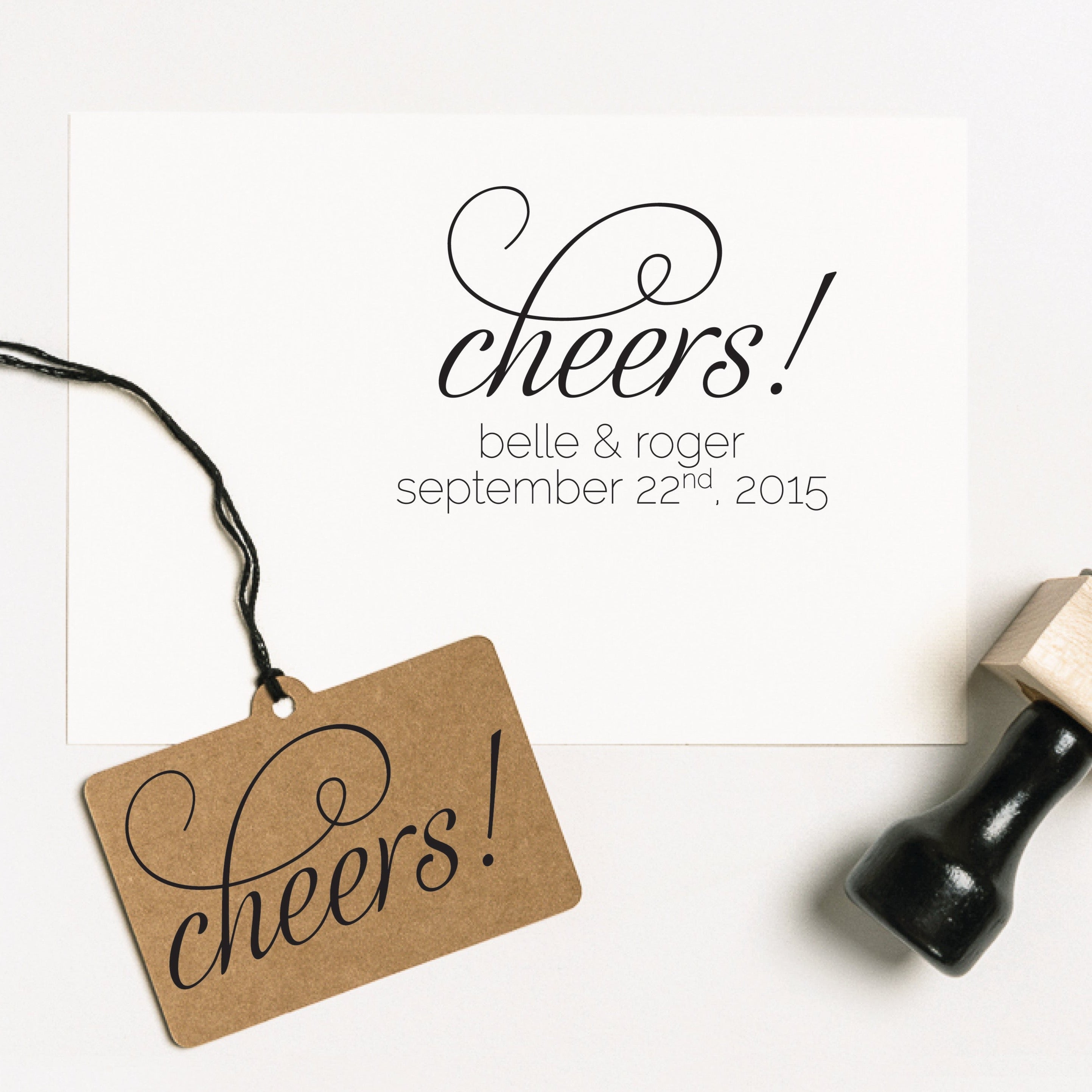 WEDDING FAVOUR RUBBER STAMP - CHEERS – Heirloom Seals