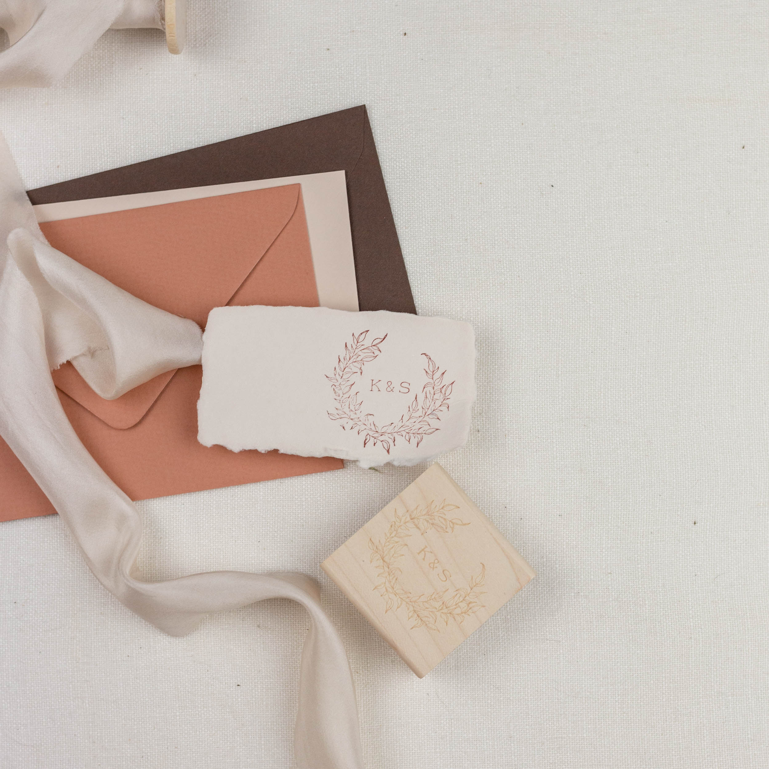 FALLING LEAVES MONOGRAM RUBBER STAMP - AMBER – Heirloom Seals