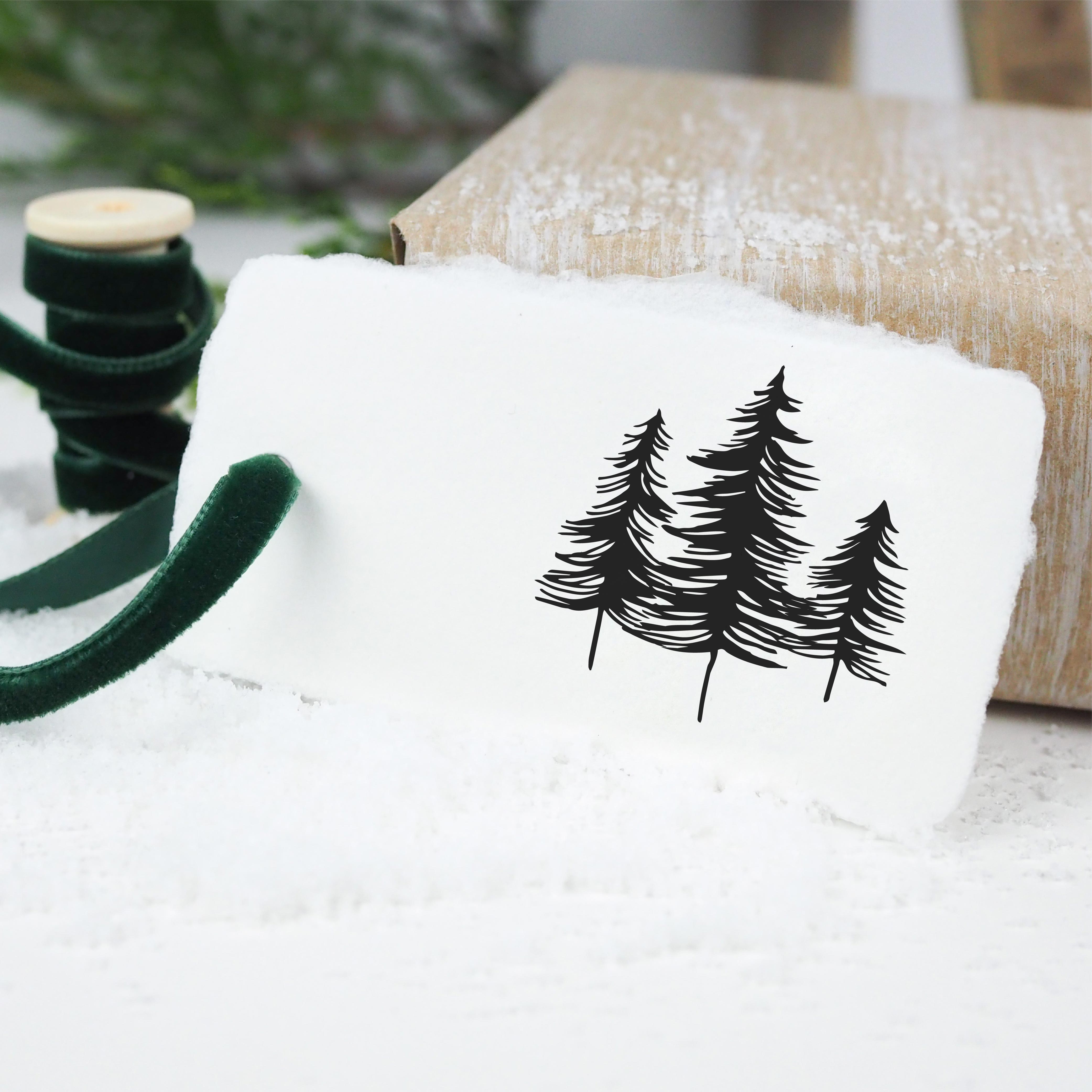 FIR TREE RUBBER STAMP - 'BELIEVE' CHRISTMAS COLLECTION – Heirloom Seals