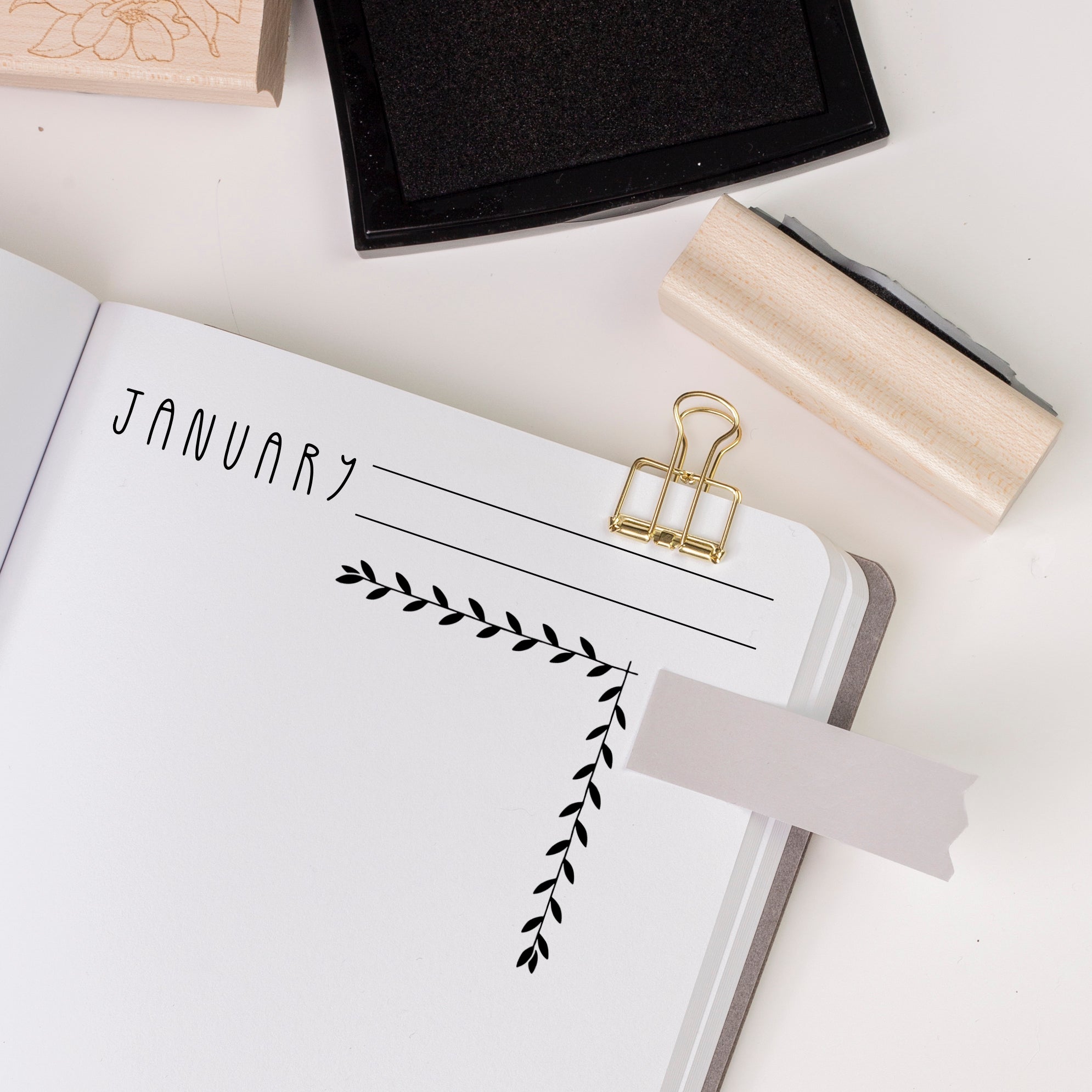 CORNER LAUREL RUBBER STAMP - JOURNAL – Heirloom Seals